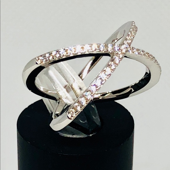 Jewelry | Sterling Silver Overlapping X Cz Ring | Poshmark